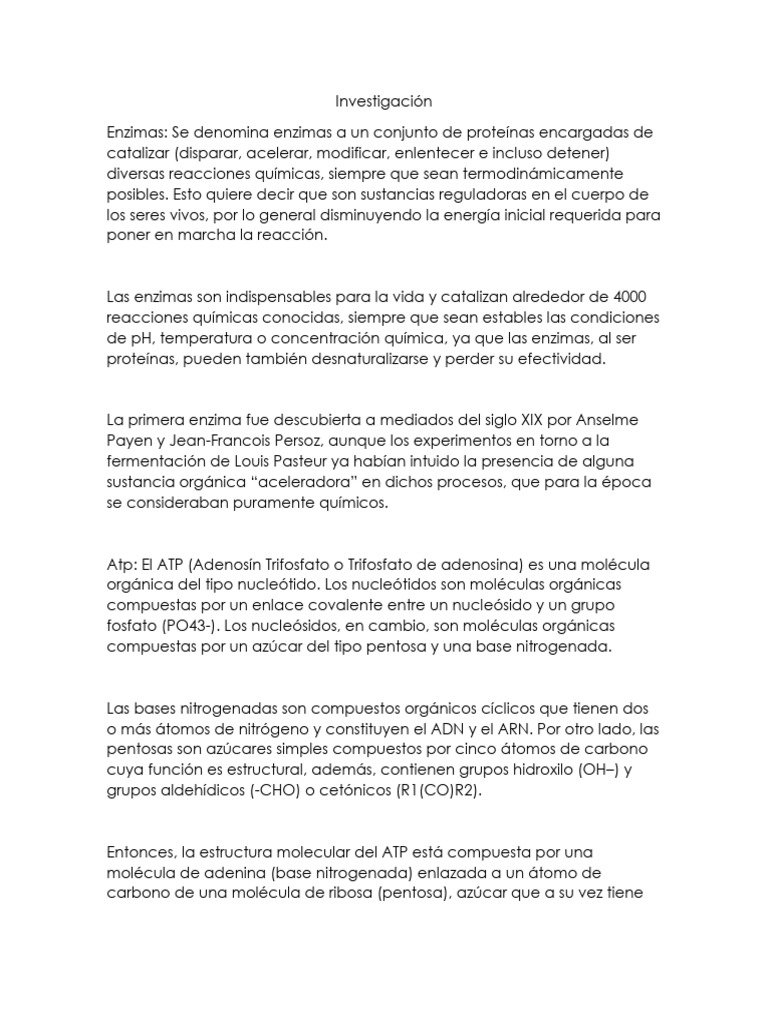 Investigación | PDF | Enzima | Trifosfato de adenosina