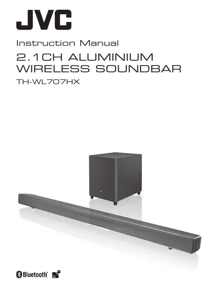 JVC 2.1 Wirless Soundbar TH-WL707HX Manual | PDF