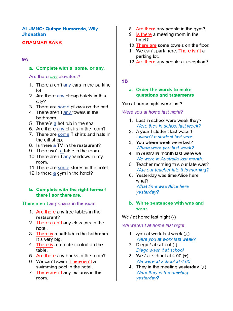 Tarea Ingles 9a y 9B | PDF