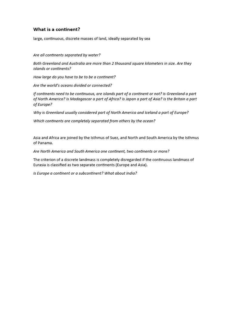 What Is A Continent | PDF | Travel | Home & Garden