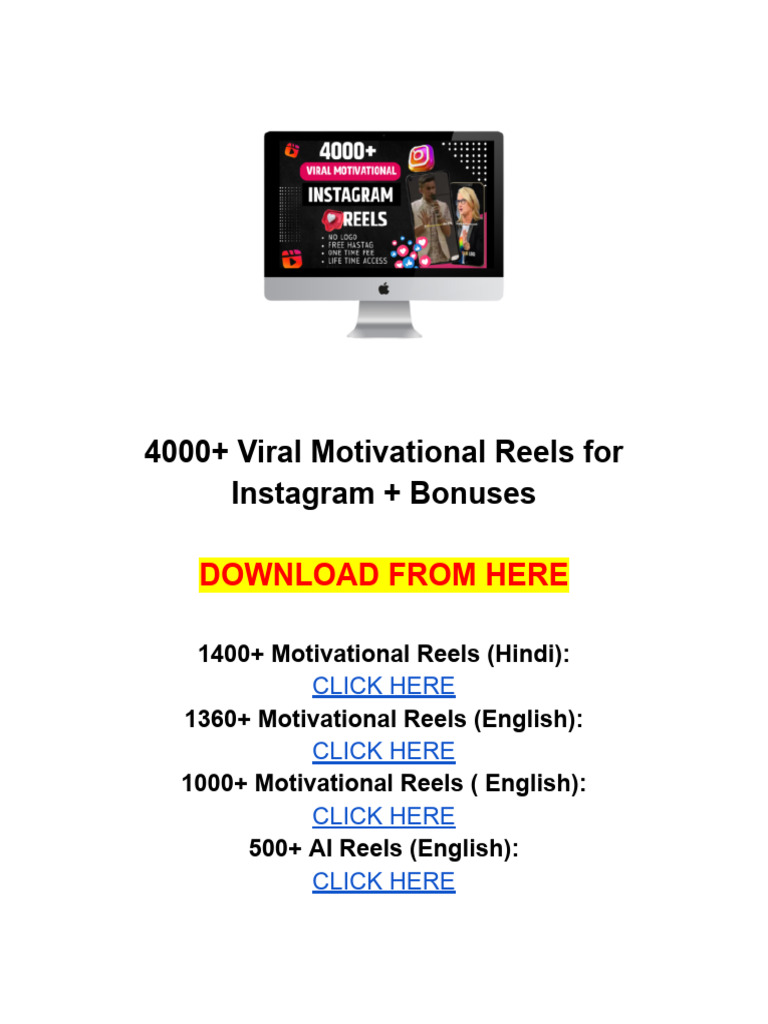 4000+ Viral Motivational Reels For Instagram + Bonuses | PDF