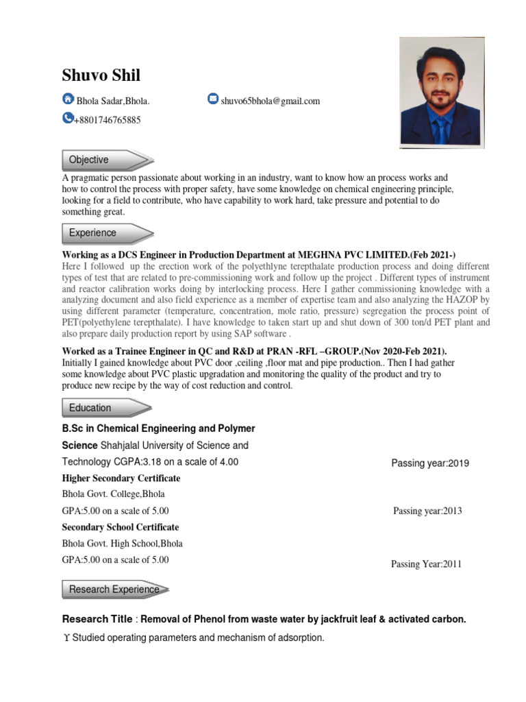 Shuvo+shil CV+PDF+ (1) - 1 | PDF | Chemistry | Physical Sciences