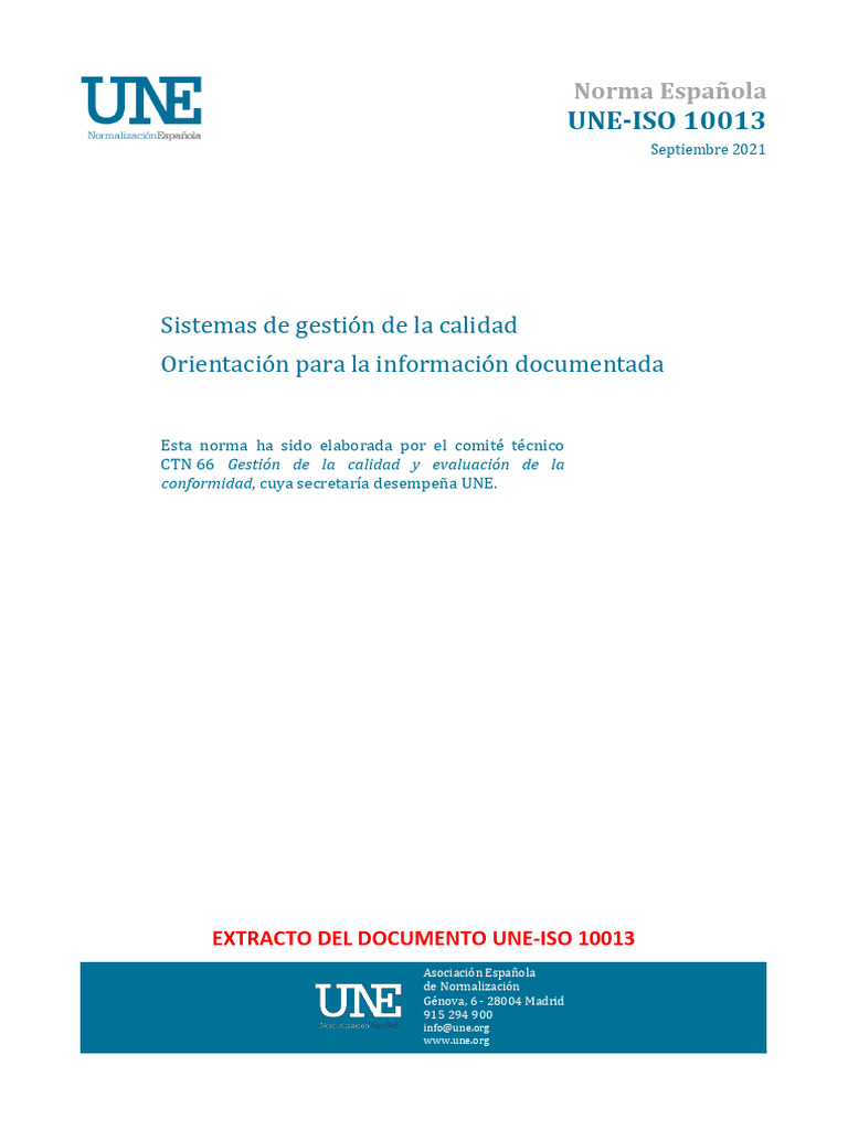 (Ex) Une-Iso 10013 2021 | PDF | Sistema de manejo de calidad | Gestión ...