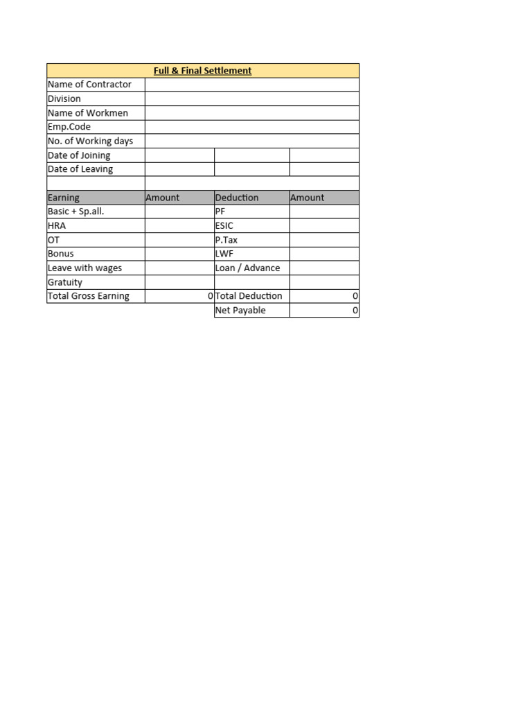 Contractor Settlement Summary | PDF