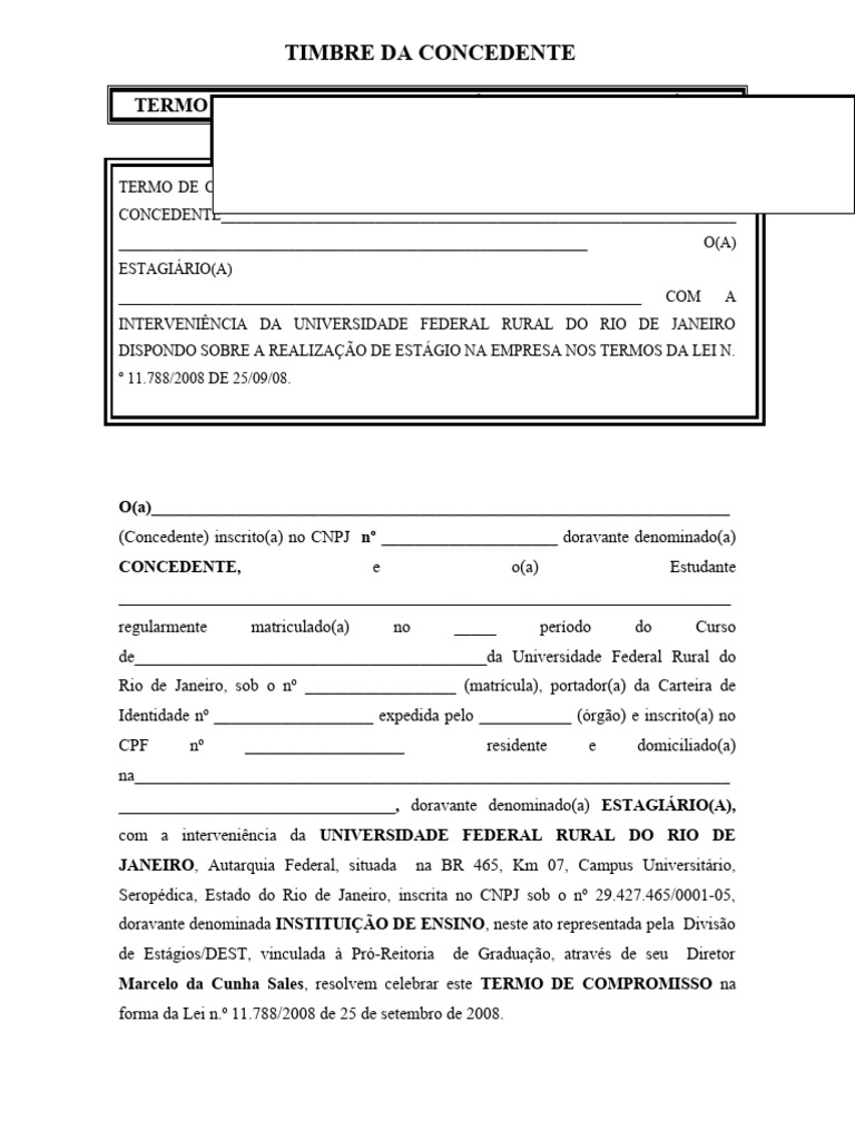 2termo de Compromisso de Est - Gio N - o Obrigat - Rio e | PDF