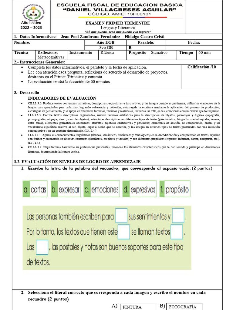 Evaluacion Jean Pool | PDF