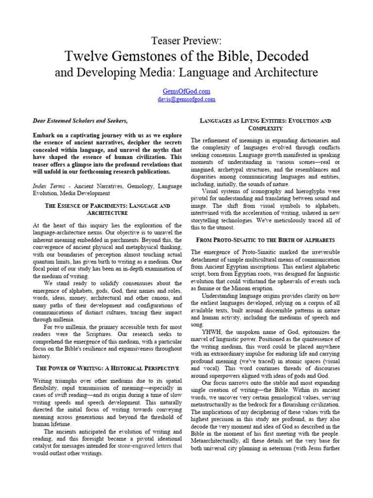 Teaser Preview: 'Twelve Gemstones of The Bible, Decoded,' and ...