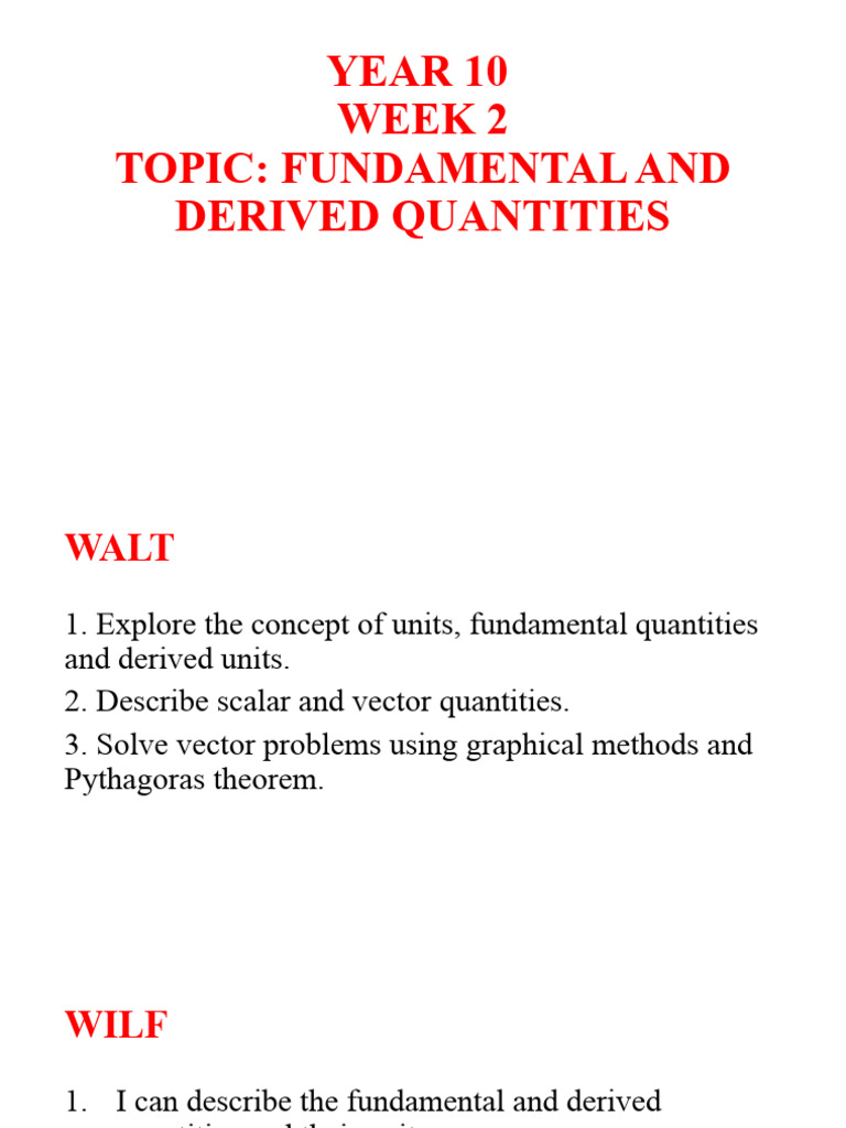 Fundamental vs Derived Quantities in Physics | PDF | Euclidean Vector ...
