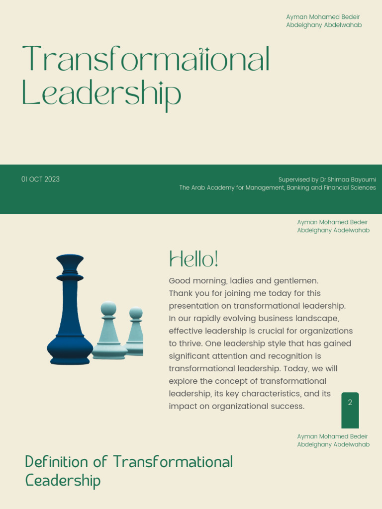 Transformational Leadership | PDF