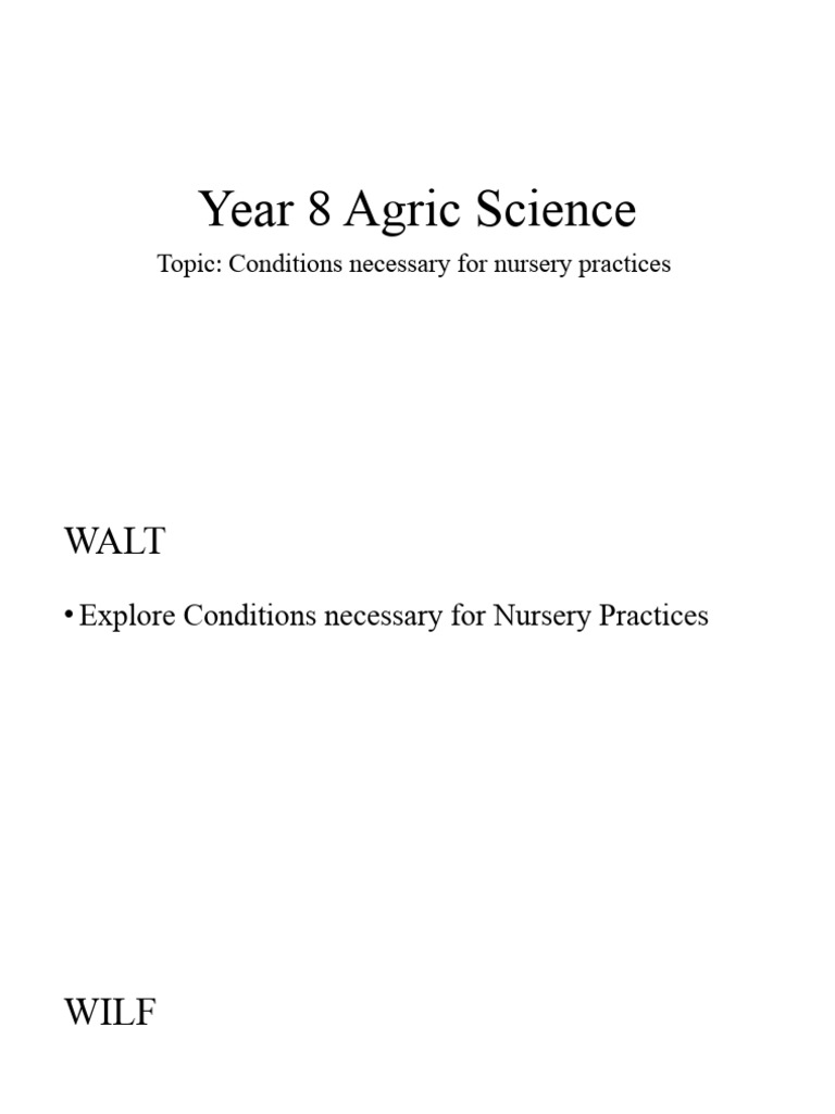 Year 8 Agric Science Week 8 Nursery Practices | PDF | Science & Mathematics