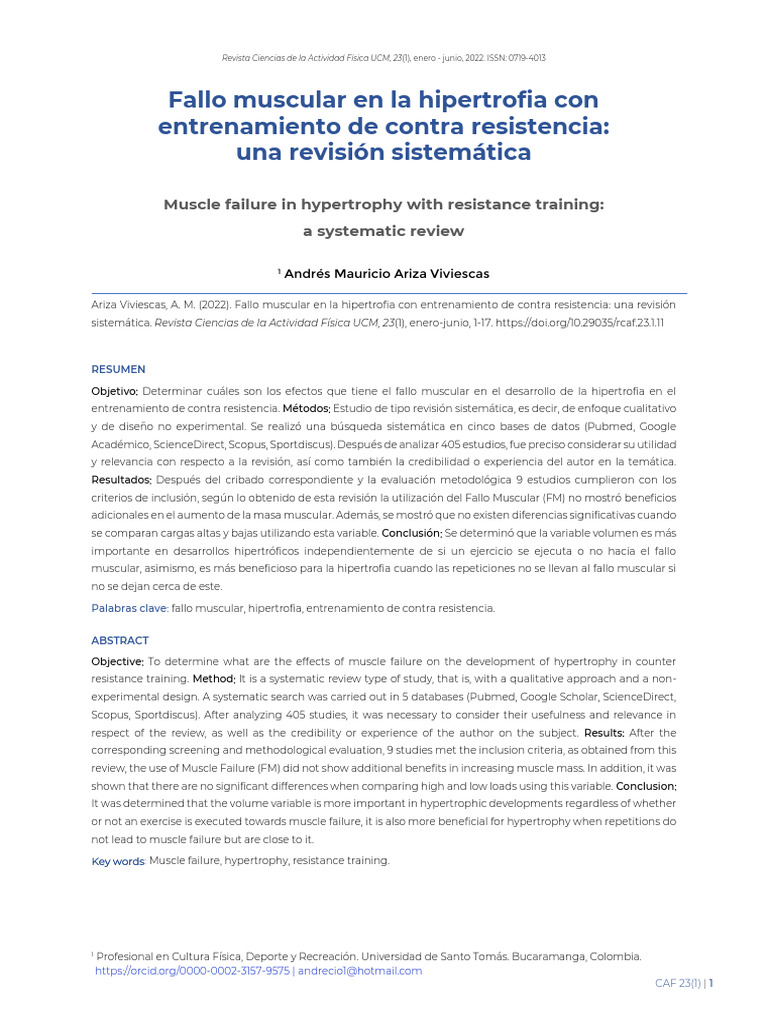 Fallo Muscular en la hipertrofia | PDF | Contracción muscular | Anatomía