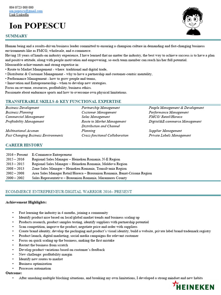 CV Model 2 | PDF | Sales | Business