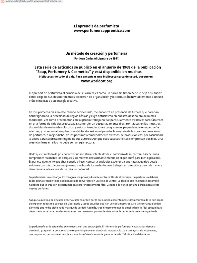 Método Jean Carles en Perfumería | PDF | Perfume | Olor