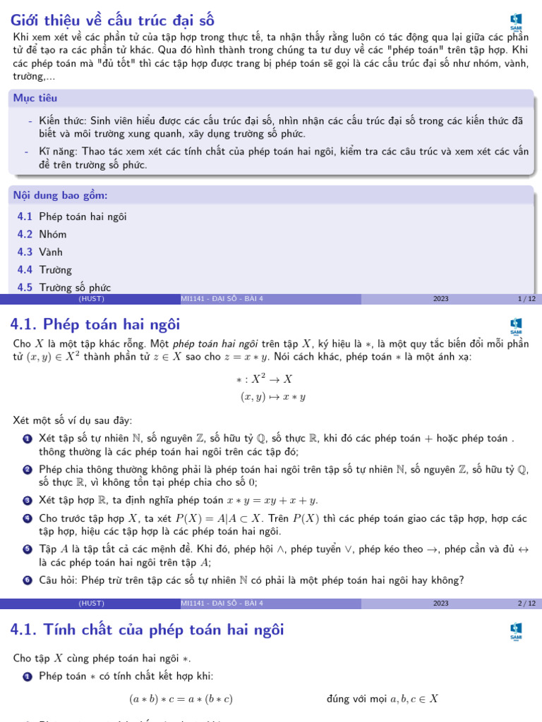 Slides-Daiso-Bài 4 - Cấu Trúc Đại Số Và Số Phức | PDF