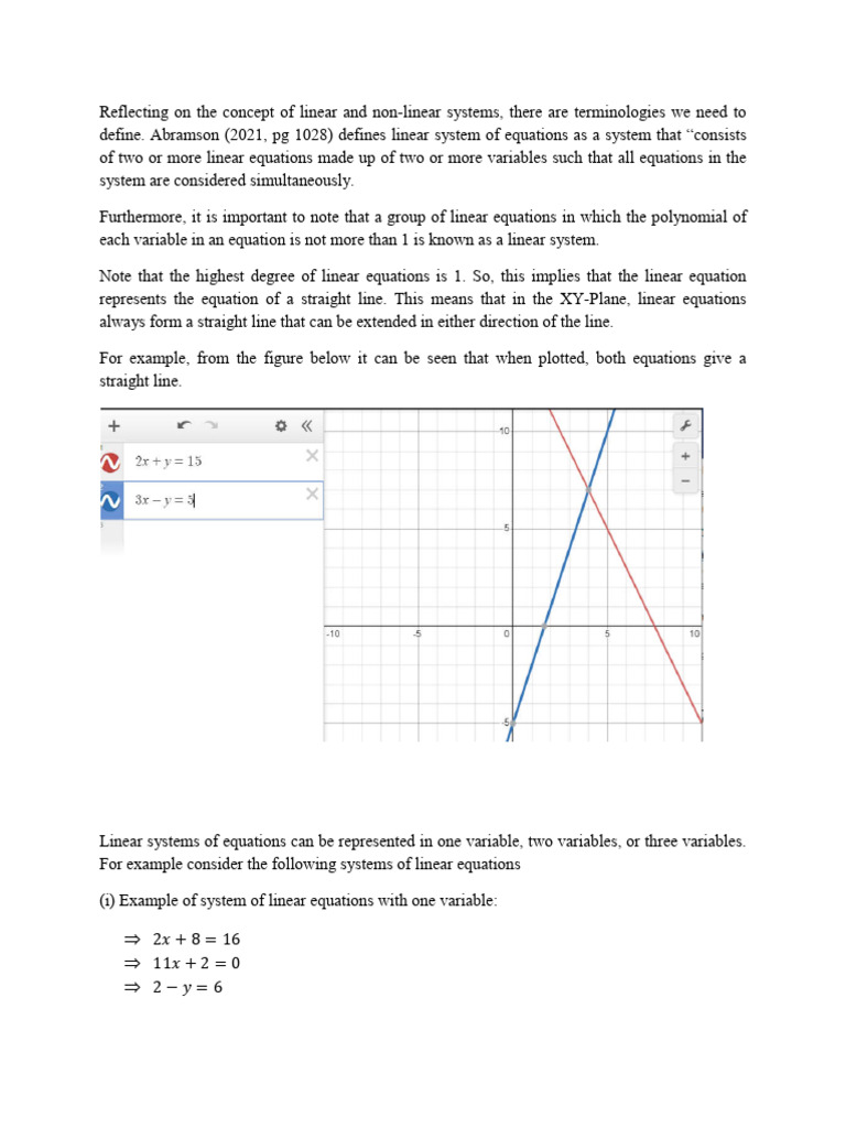 Intersection of Linear and Non-Linear Systems | PDF