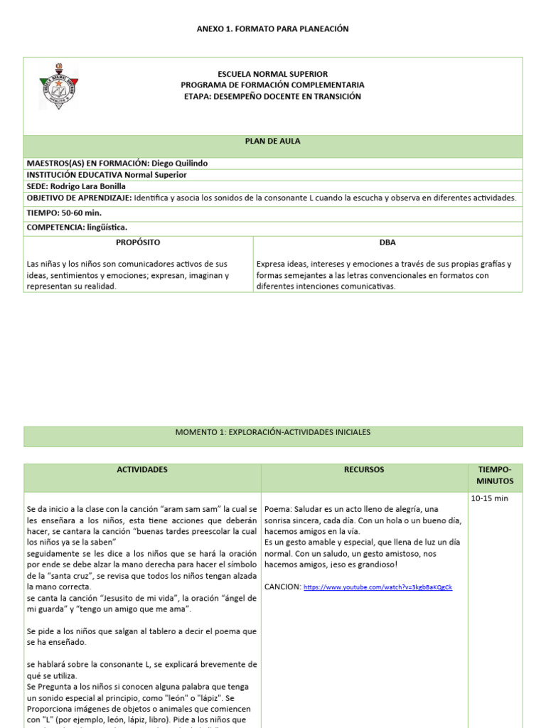 Actividades Didácticas con la Letra L | PDF | Educación de la primera ...