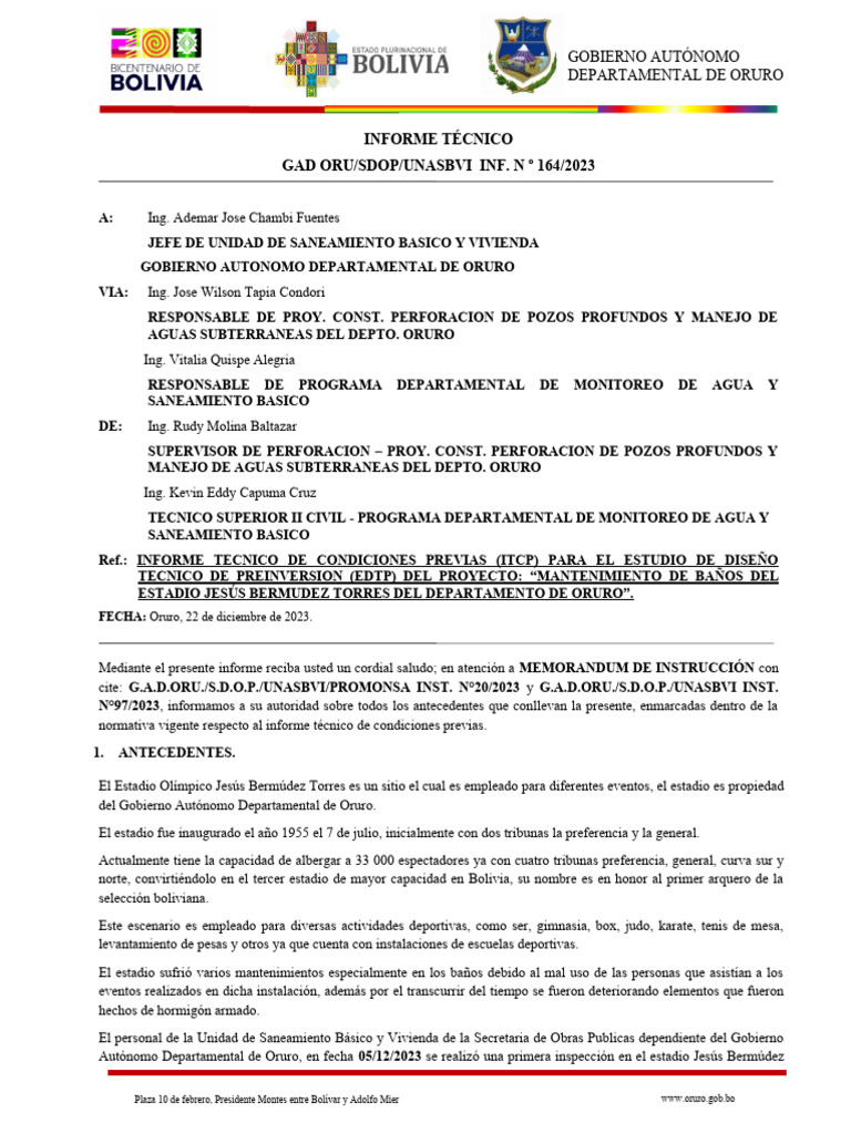 Informe Itcp de Estadium | PDF