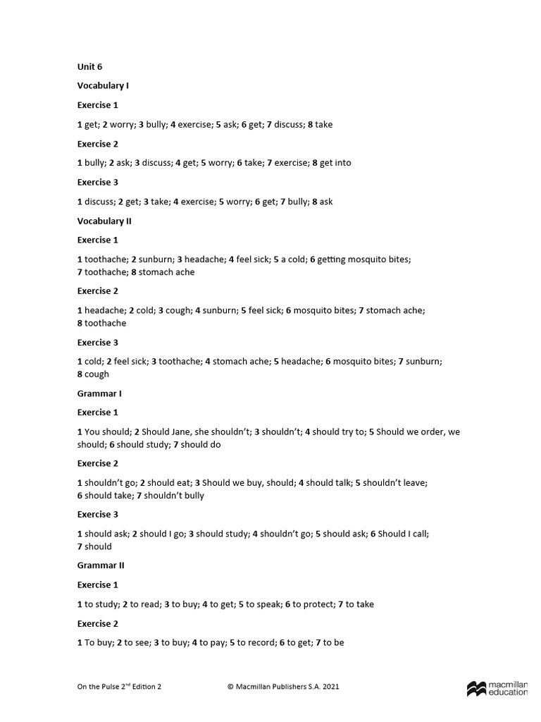 OTP2 Level 2 U6 Test Activity Bank Answer Key | PDF | Self-Improvement