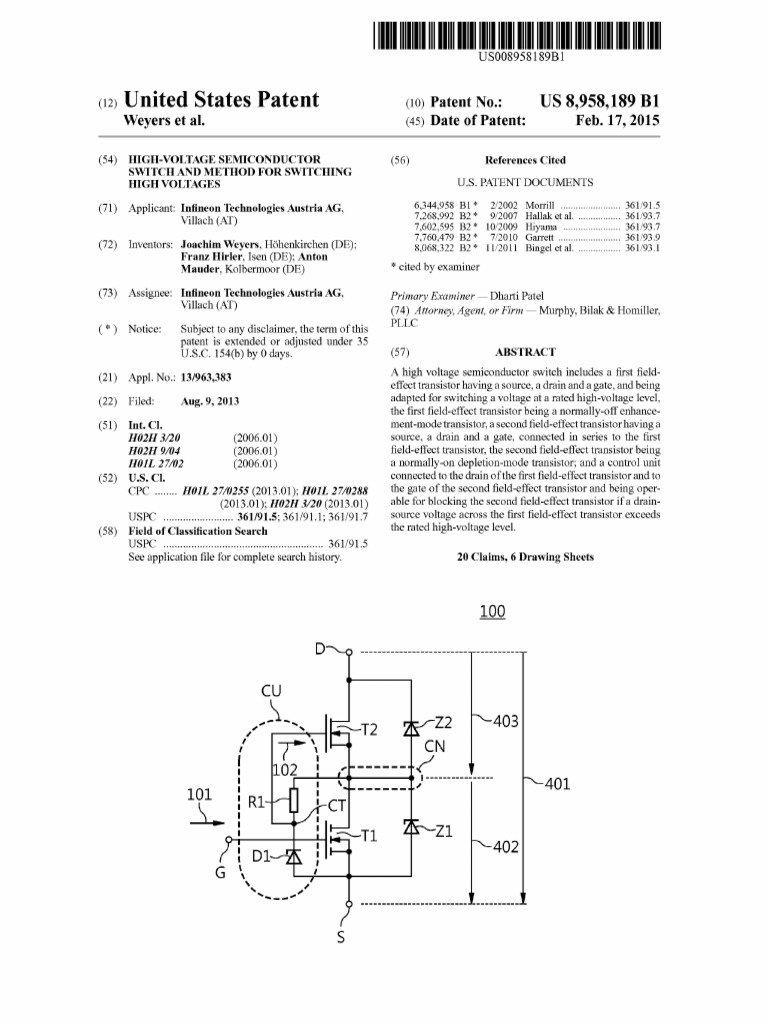 Us8958189b1 High Voltage Semiconductor Switch and Method Switching High ... Us8958189b1 High Voltage Semiconductor Switch and Method Switching High ...