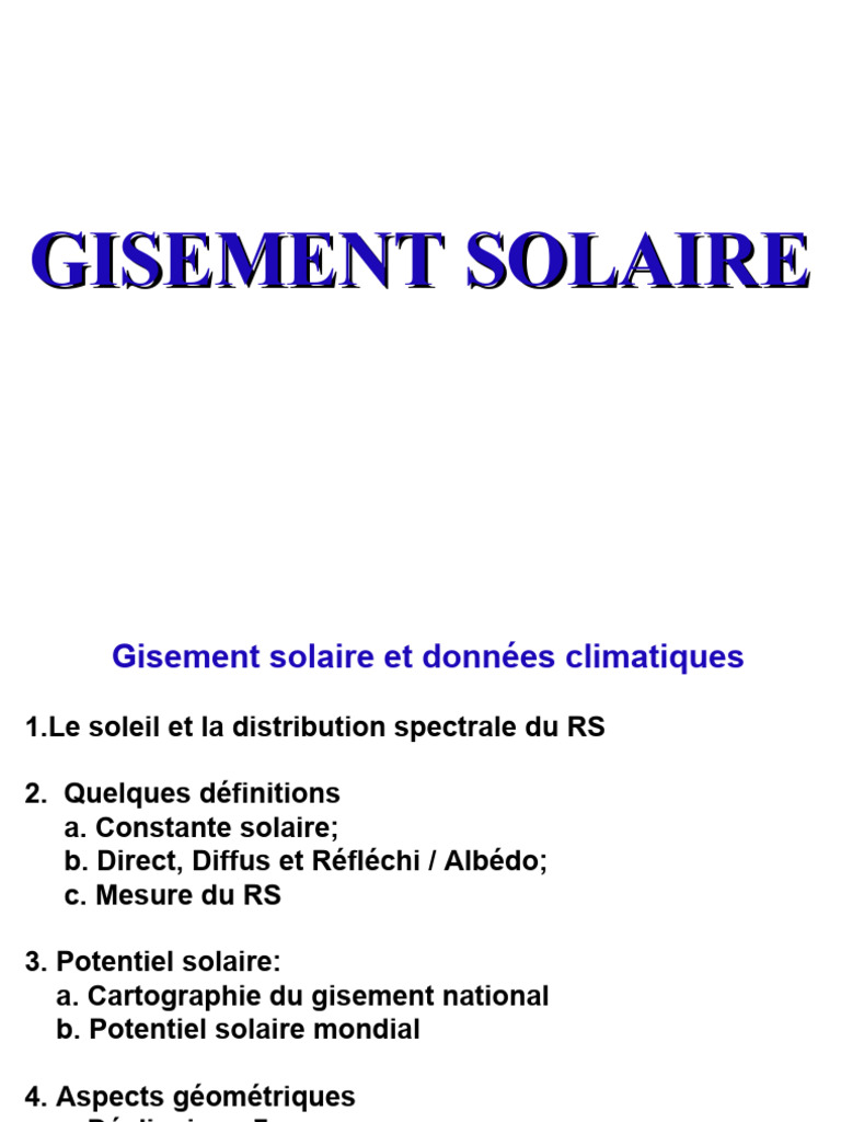 Gisement solaire : données et caractéristiques | PDF