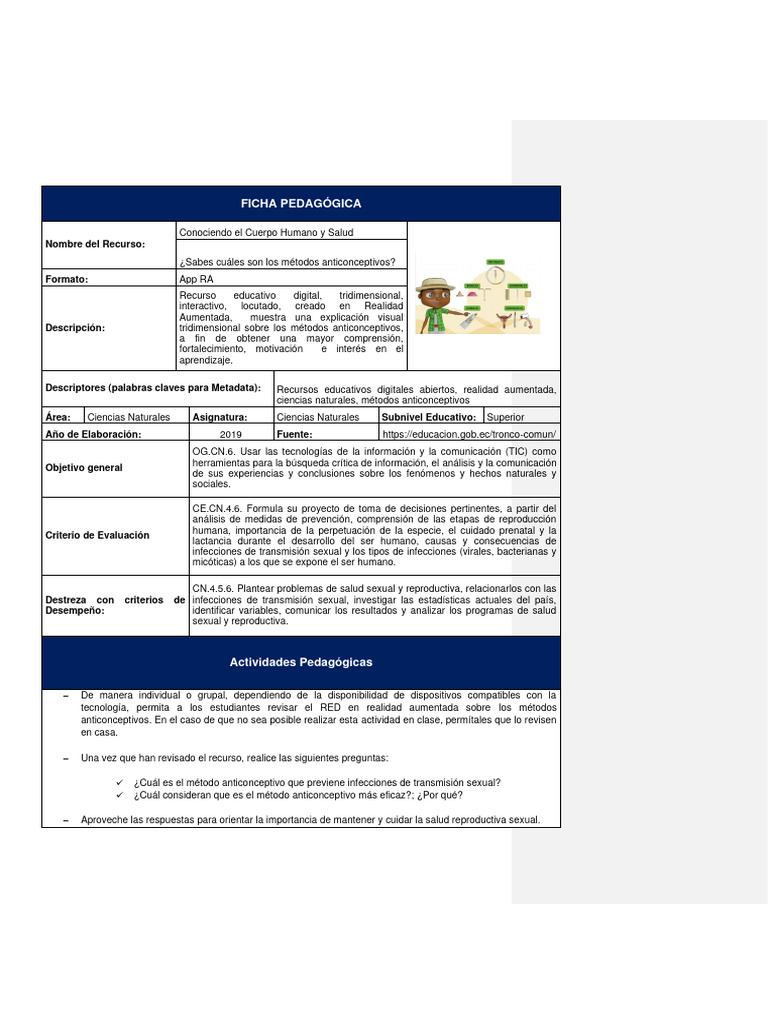 8 Ficha Pedagogica Metodos Anticonceptivos V4 | PDF 8 Ficha Pedagogica Metodos Anticonceptivos V4 | PDF