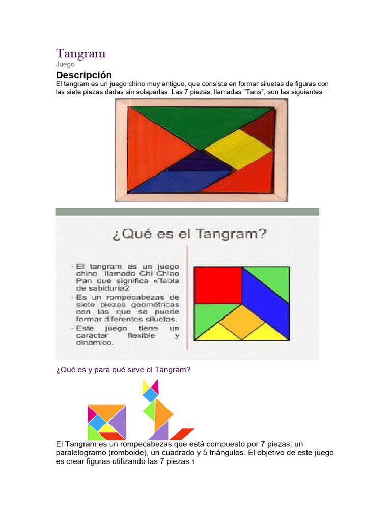 Tangram: Juego y Beneficios Educativos | PDF