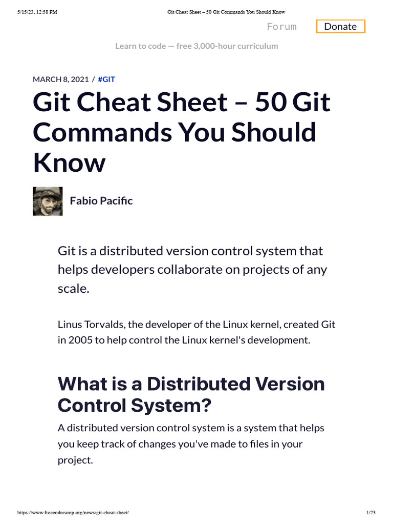 Git Cheat Sheet - 50 Git Commands You Should Know | PDF