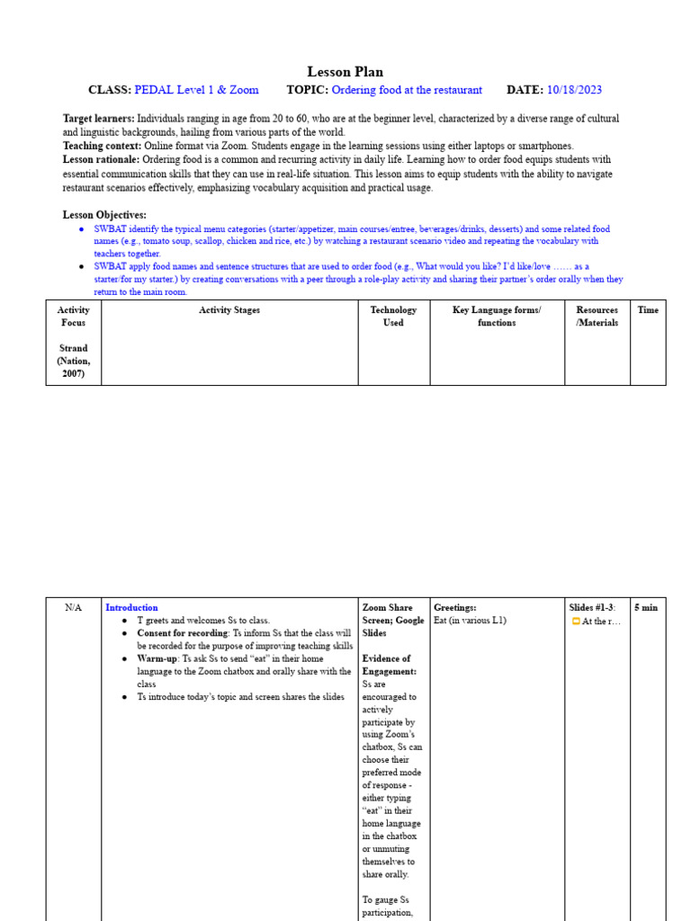 Lesson Plan 2 1 | PDF