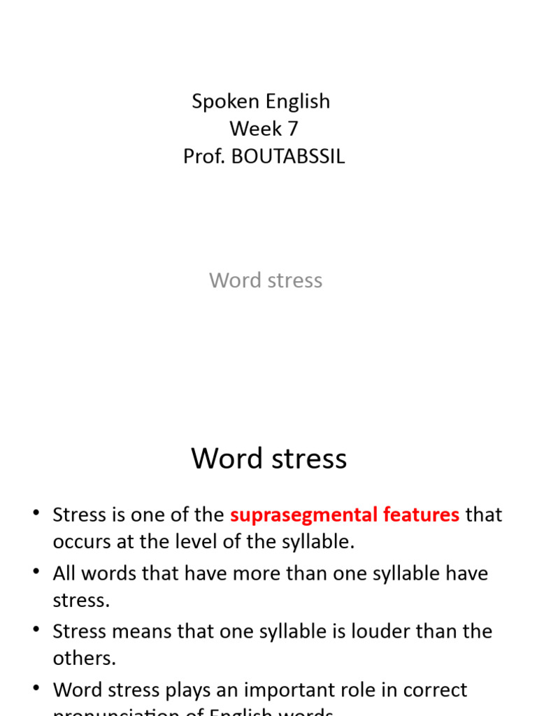 Week 7, Word Stress | Download Free PDF | Stress (Linguistics) | Word