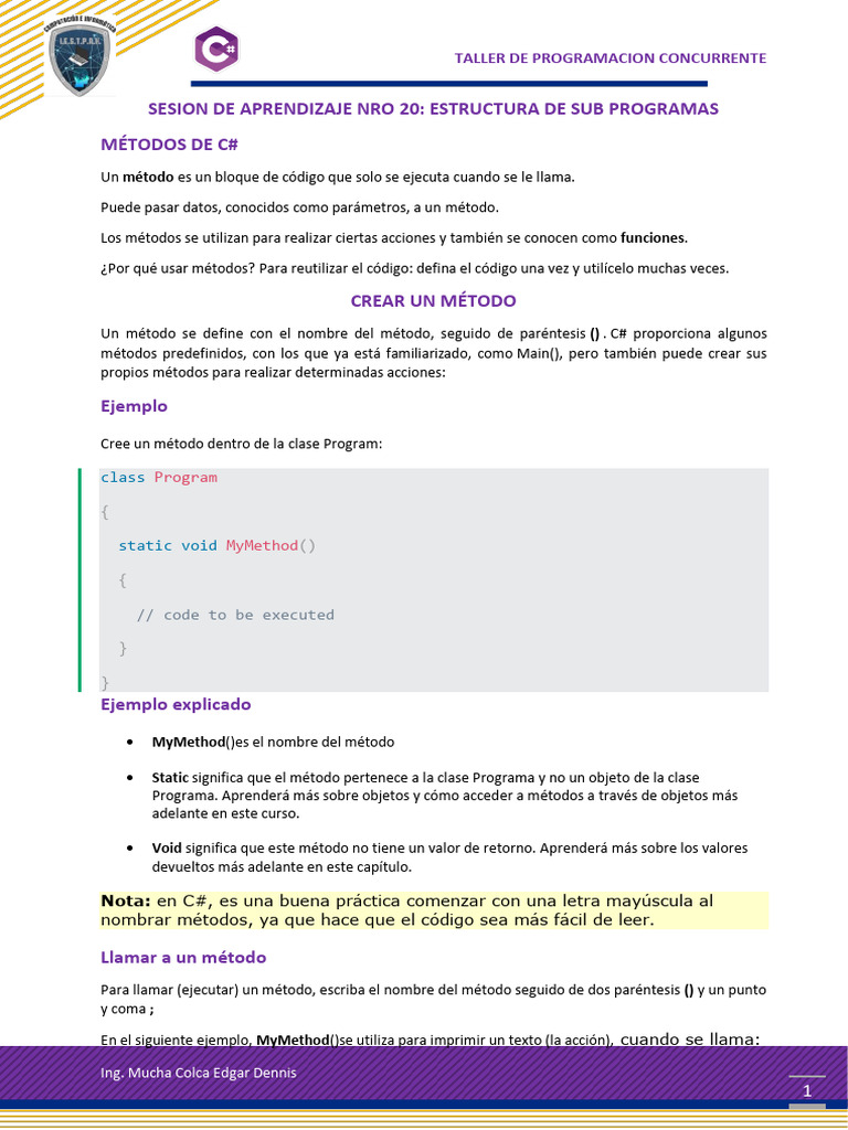 C# Estructura de Sub Programas | PDF