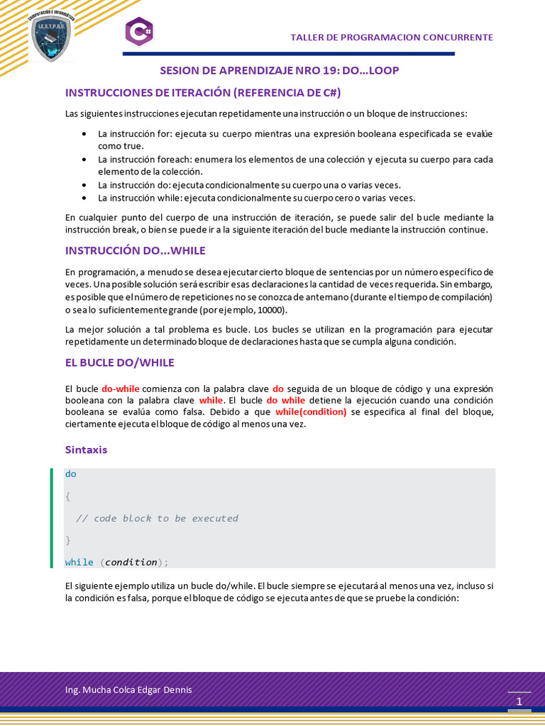 C# Do Loop | PDF