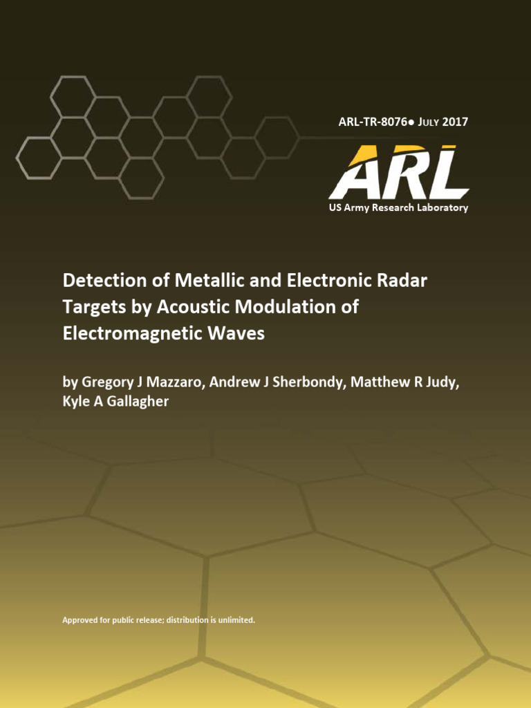 Detection of Metallic and Electronic Radar TARGETS ARMY RESEARCH LAB ...