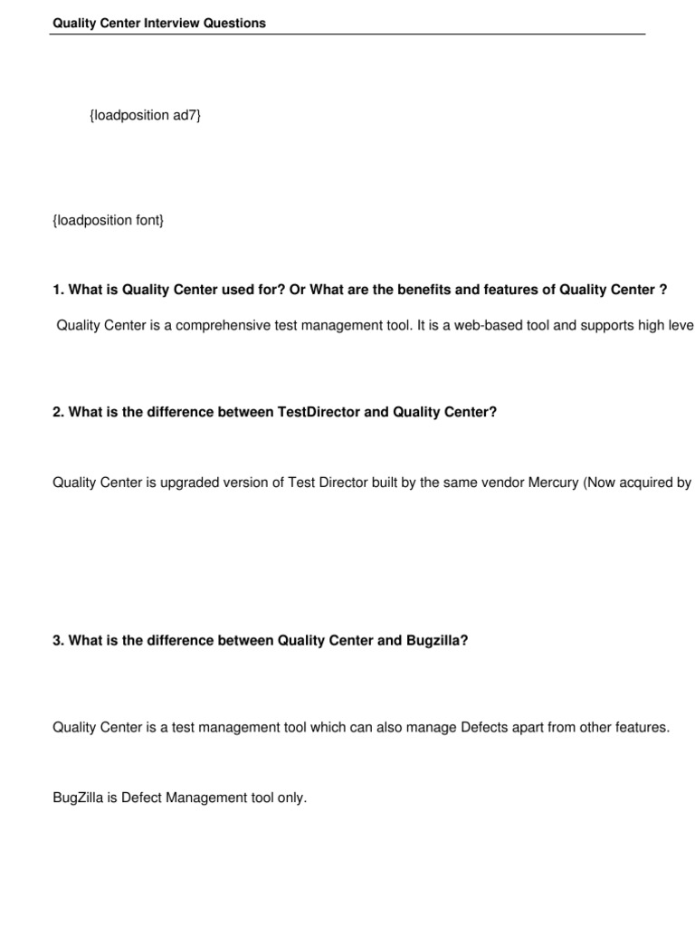 Quality Center Interview Questions | PDF