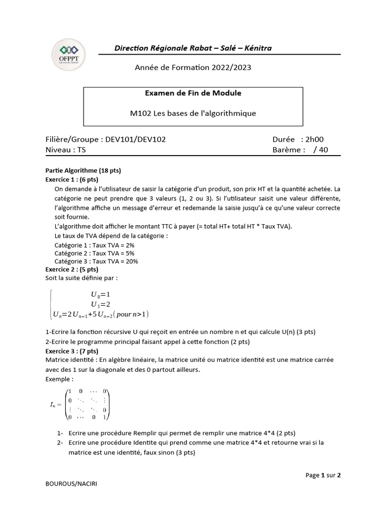 Examen Algorithmique et Python 2022-2023 | PDF