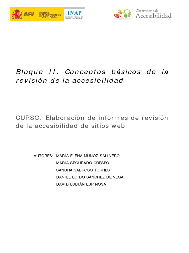 Bloque II. Conceptos Básicos de La Revisión de La Accesibilidad | PDF | Red mundial | Internet y web
