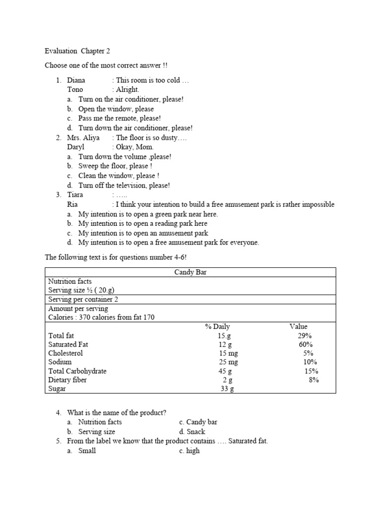 Evaluation Chapter 2-1 | PDF