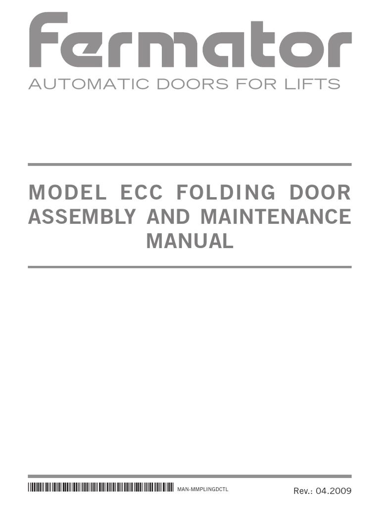 FERMATOR BUS-FLAT (ECC) (DCB) Installation and Maintenance Manual | PDF | Door | Equipment