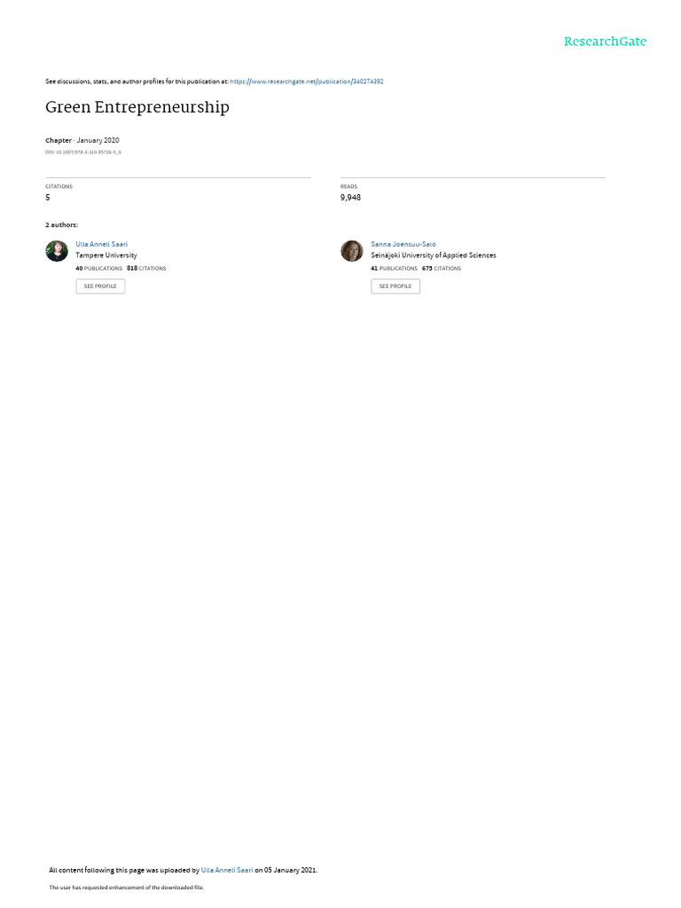 Green Entrepreneurship | PDF | Entrepreneurship | Sustainability