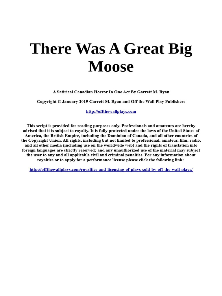 1 Pdfsam There Was A Great Big Moose Full Script With Cover Page | PDF | Art | Mystery, Thriller ...