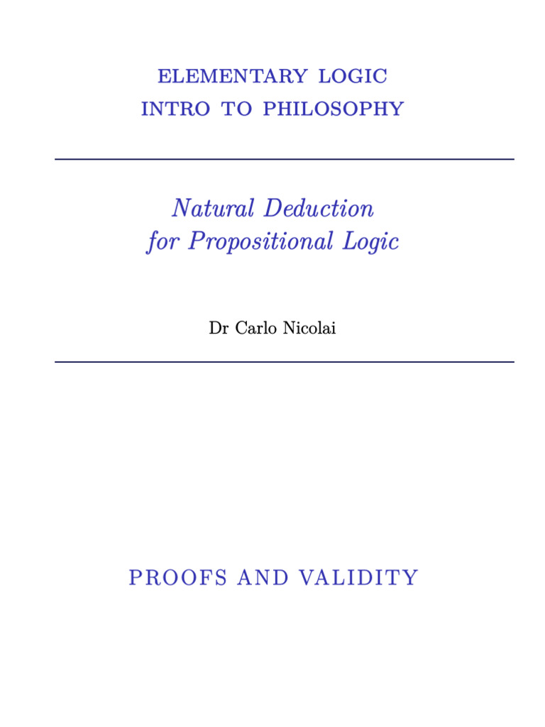 Natural Deduction For Propositional Logic | PDF | Deductive Reasoning | Mathematical Proof