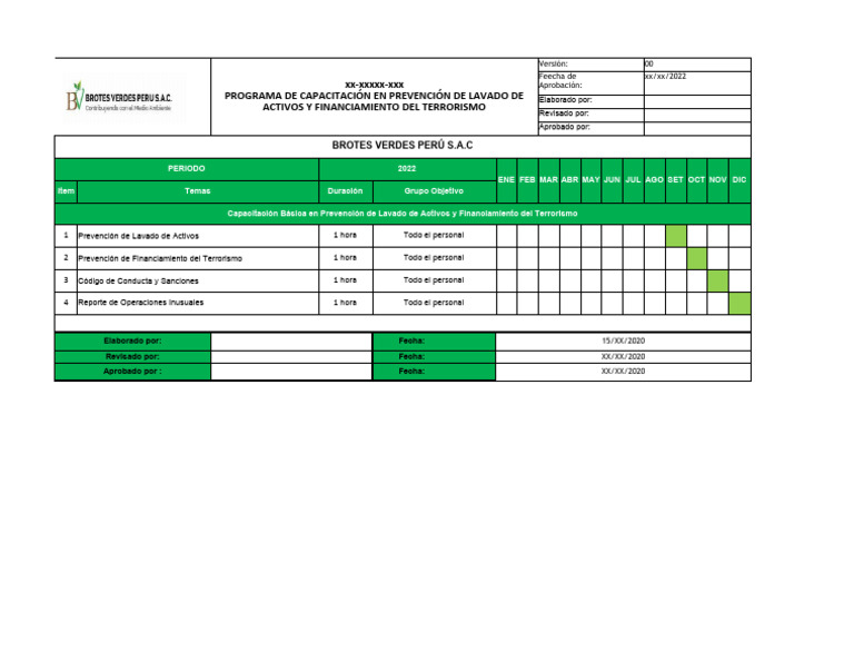 Programa de Capacitaciones Plaft Editable | PDF