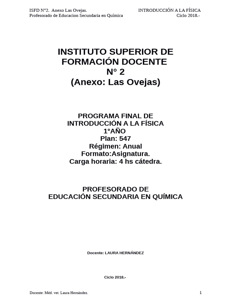 Programa FINAL Introd. A La FÍSICA-2018 | PDF | Crecimiento personal y profesional | Ciencia y ...