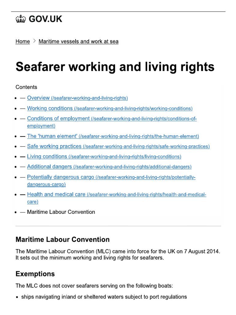 Seafarer Working and Living Rights | PDF