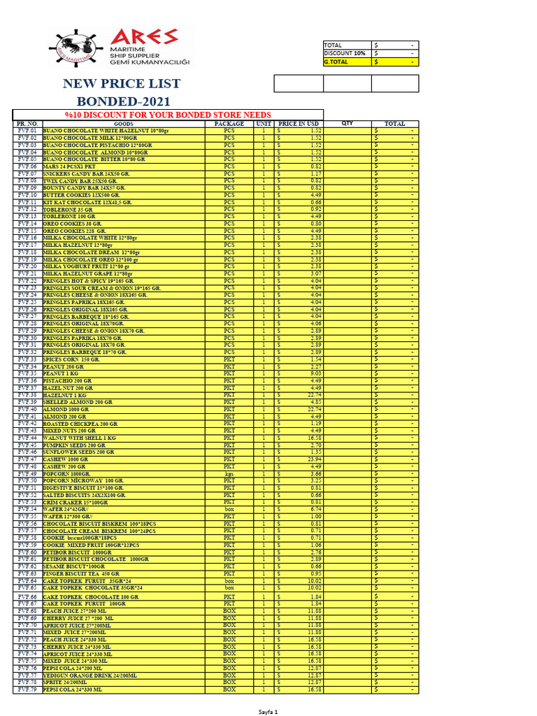 Bonded Store & Electronic Products | PDF