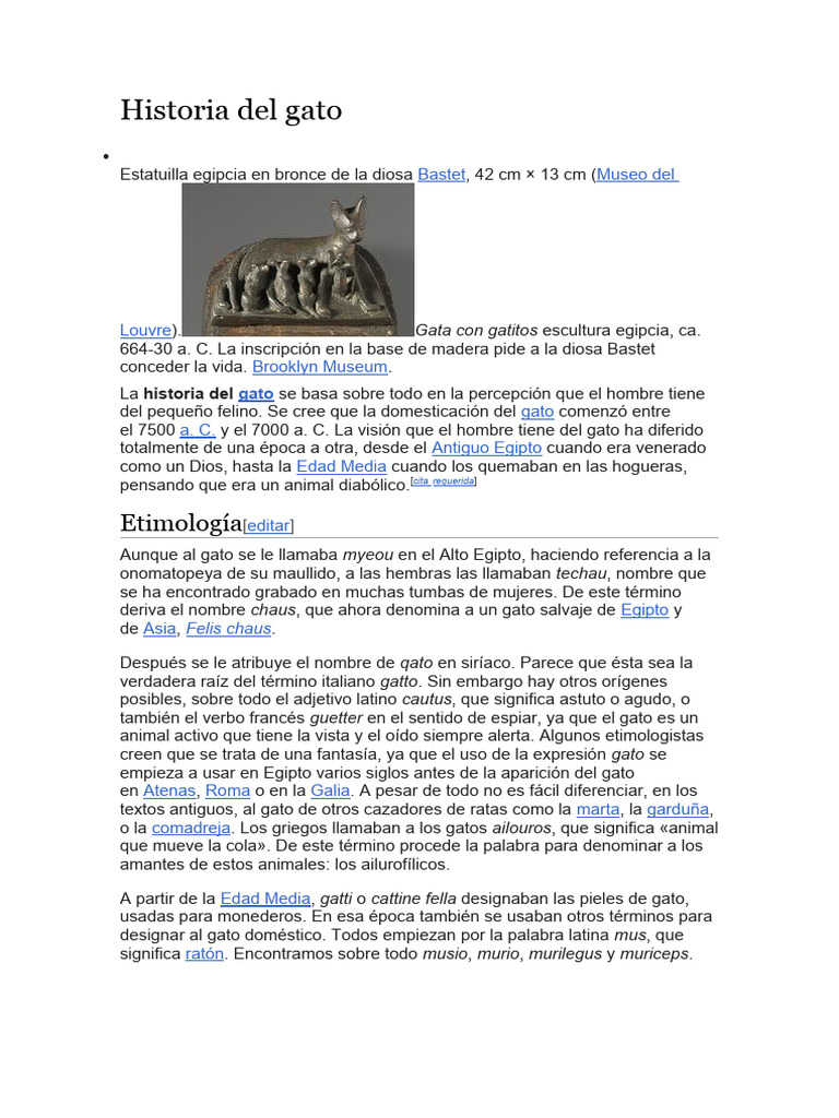 Historia Del Gato | PDF | Gatos | Felinos
