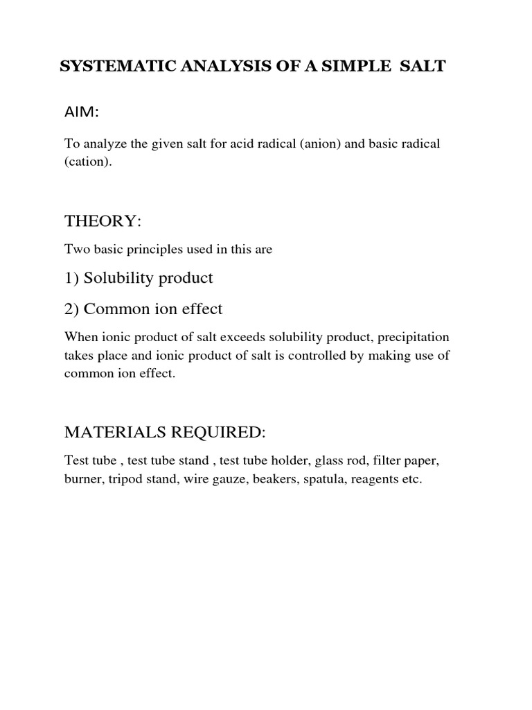 Final Salt Analysis | PDF | Salt (Chemistry) | Precipitation (Chemistry)