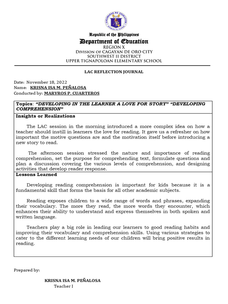 Lac Reflection Journal | PDF