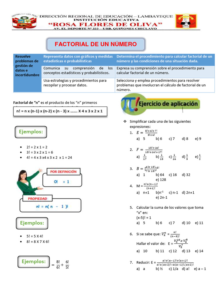 Practica de Factoriales 1 | PDF | Matemáticas