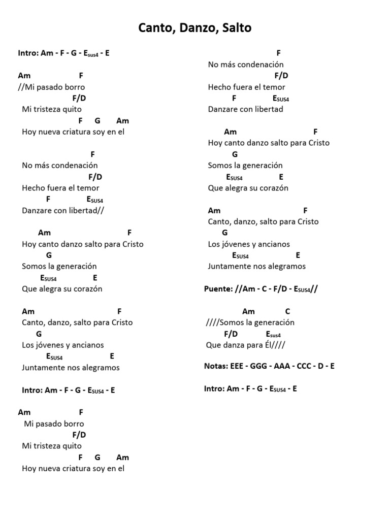 Canto Danzo Letra _ Letra y Acordes de la canción CANTO, DANZO, SALTO ...
