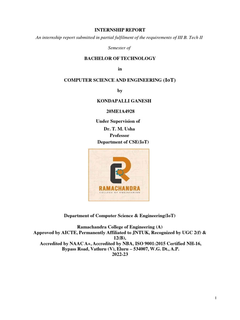 B.Tech CSE(IoT) Internship Report | PDF | Art | Computers